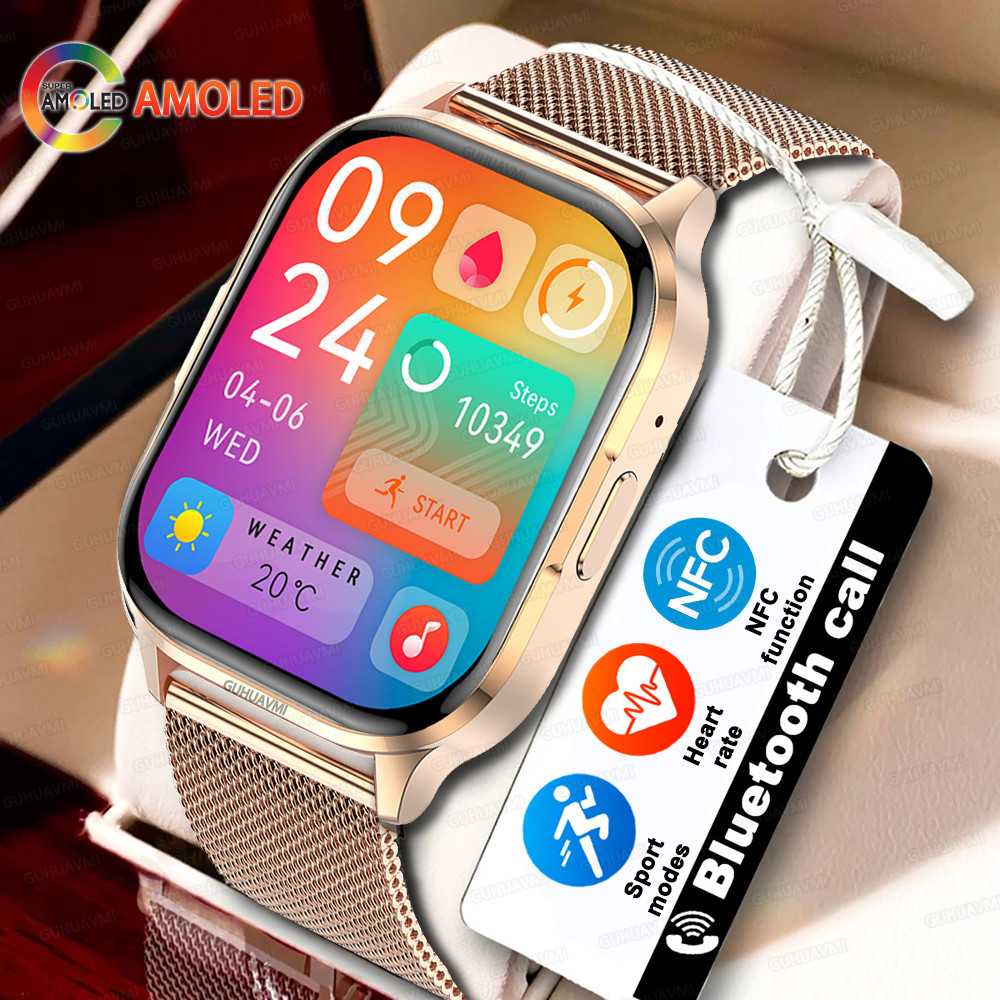 2024 NFC Smartwatch AMOLED Screen Always show Time Bluetooth Call Ultra ...