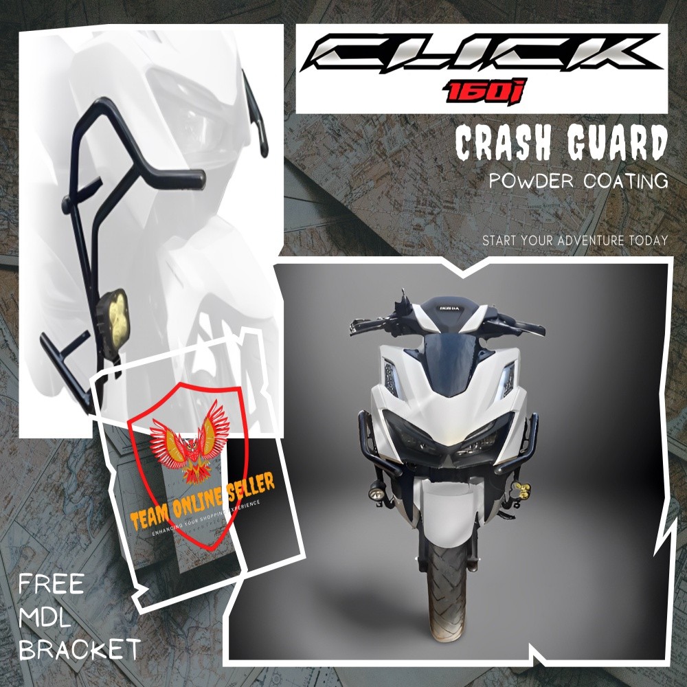 HONDA CLICK 160 - HEAVY DUTY HALF CRASH GUARD ( POWDER COAT ) - PHASE 2 ...