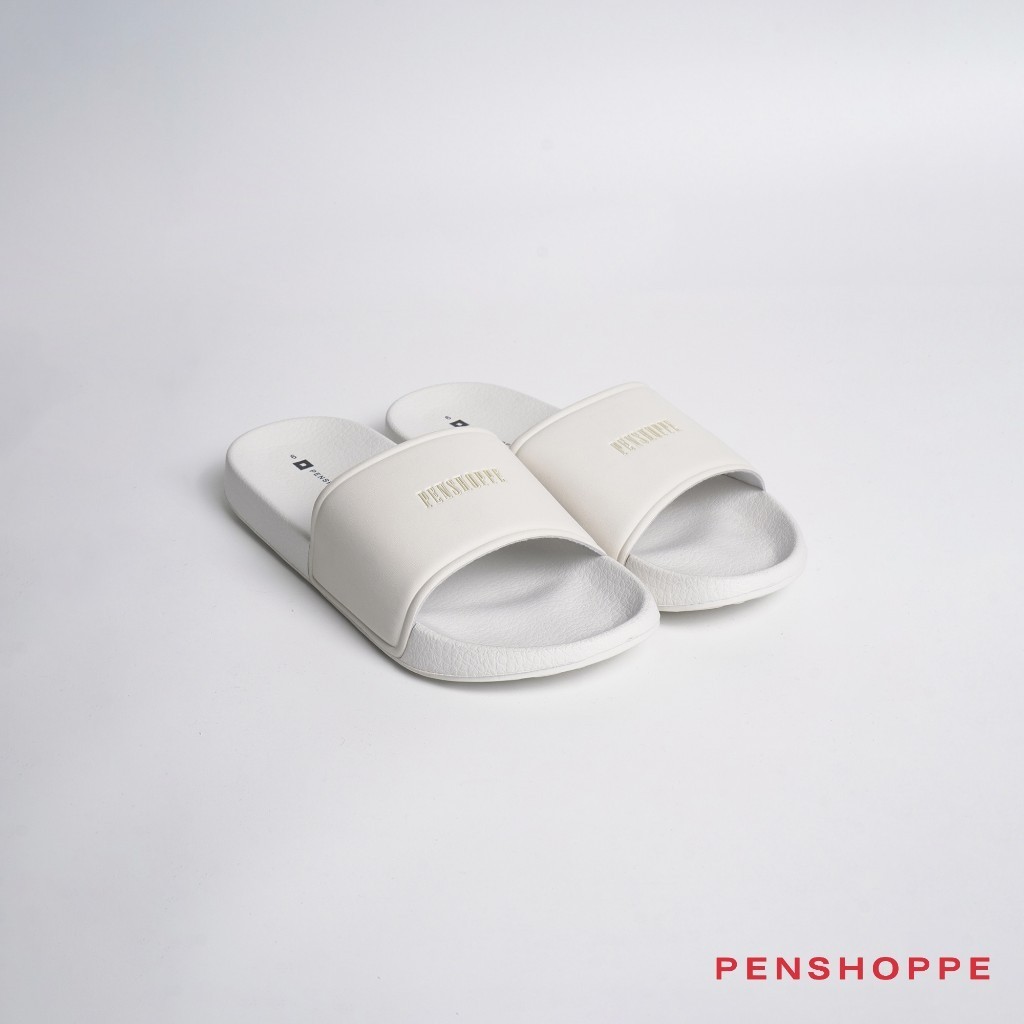 Penshoppe PU One Band Slides Slippers With Embossed Branding For Men ...