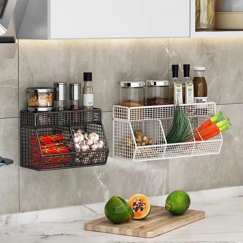 PH Kitchen Wall Mounted Organizer Rack Storage Hanging Shelf Condiment ...