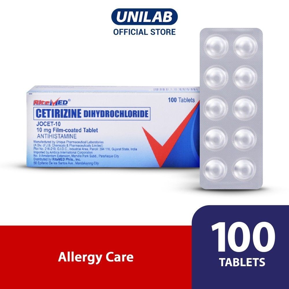 Unilab - RiteMED Cetirizine 100 Tablets (Allergy Relief) | Shopee ...