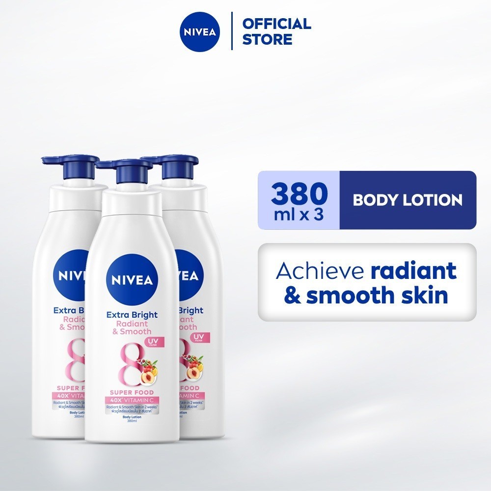 PACK OF 3 NIVEA Body Lotion Extra Bright Radiant and Smooth Lotion ...