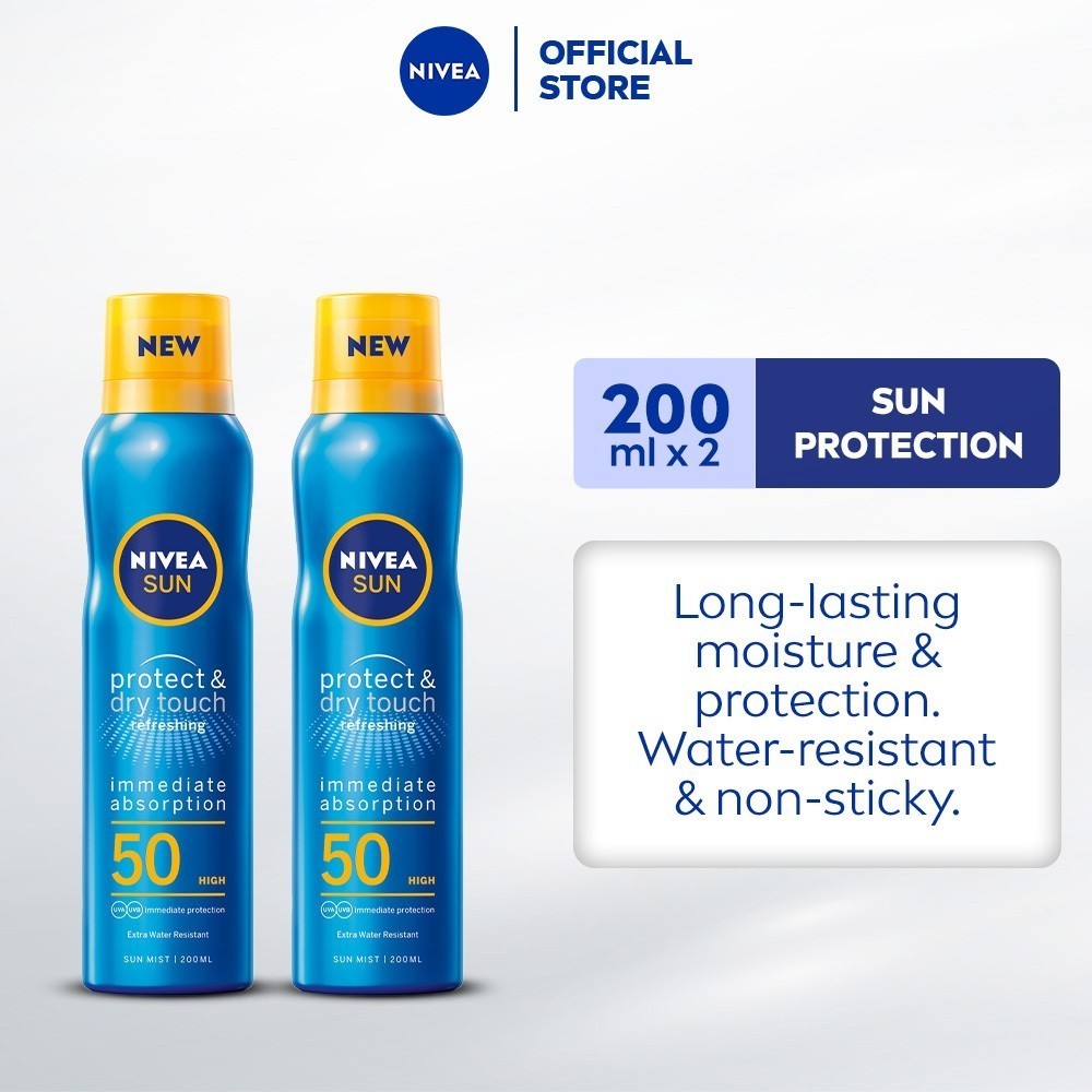 PACK OF 2 NIVEA Sun Protect & Dry Touch Refreshing Spray, Sunblock with ...
