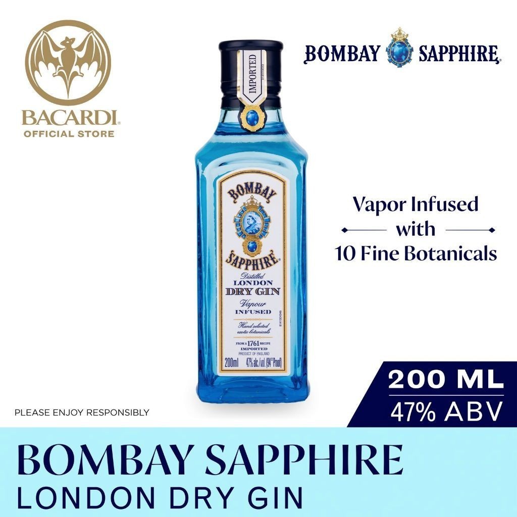 Bombay Sapphire Gin - 200ml / 20cl, 47% ABV - Vapour Infused Spirit ...