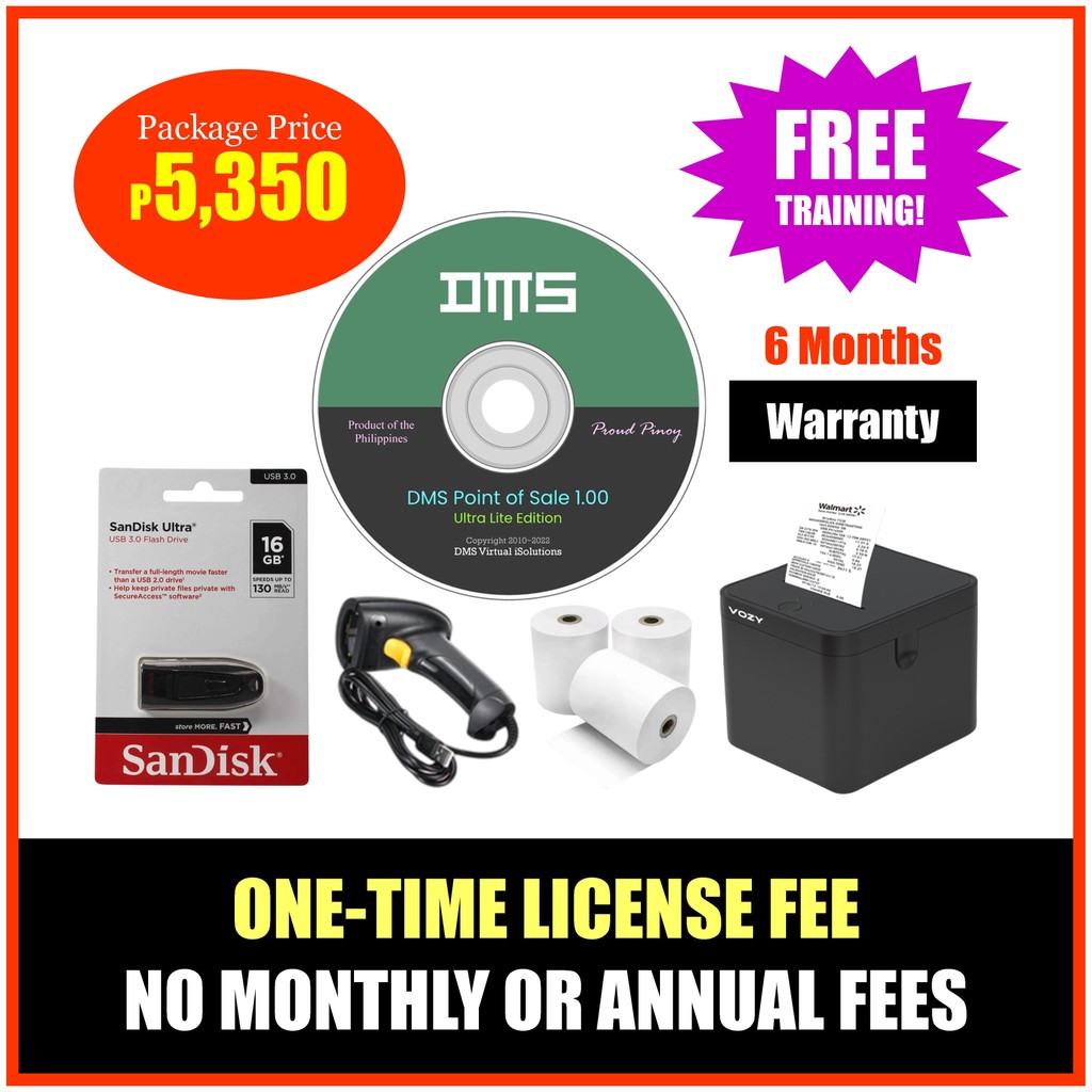 DMS POS Point of Sale System - POS Software + Barcode Reader + Thermal ...