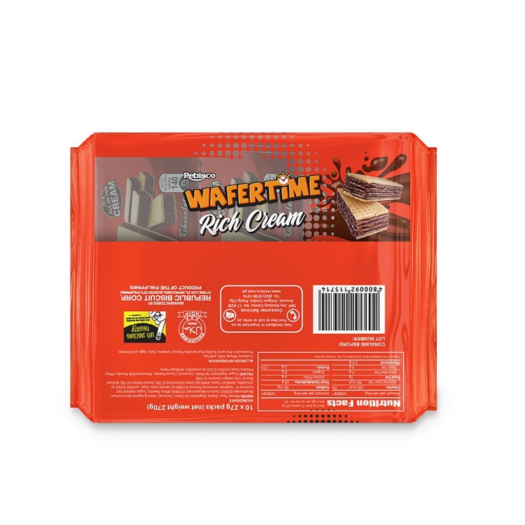 Wafertime Rich Cream Choco 27g x 10pcs | Shopee Philippines