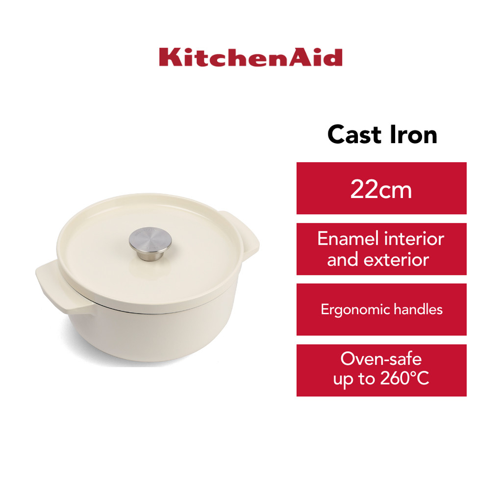 KitchenAid Casserole Almond Cream 22cm | Shopee Philippines