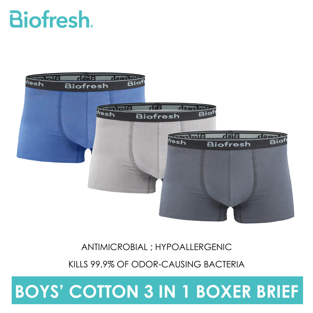 Biofresh Boys' Antimicrobial Cotton Boxer Brief 3 pieces in a pack ...