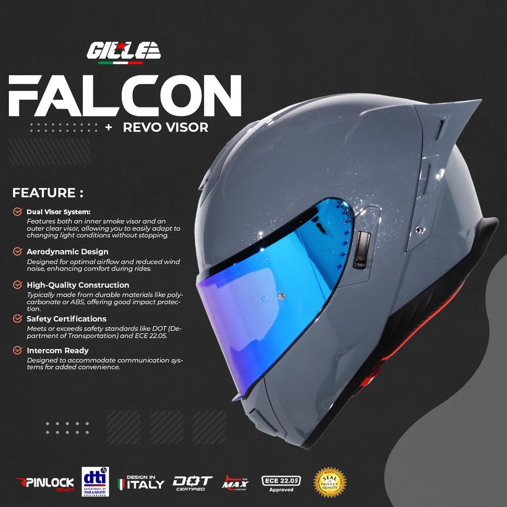 Gille Helmet 883 FALCON PLAIN Motorcycle Helmet Full Face Dual Visor With Keychain | Shopee ...