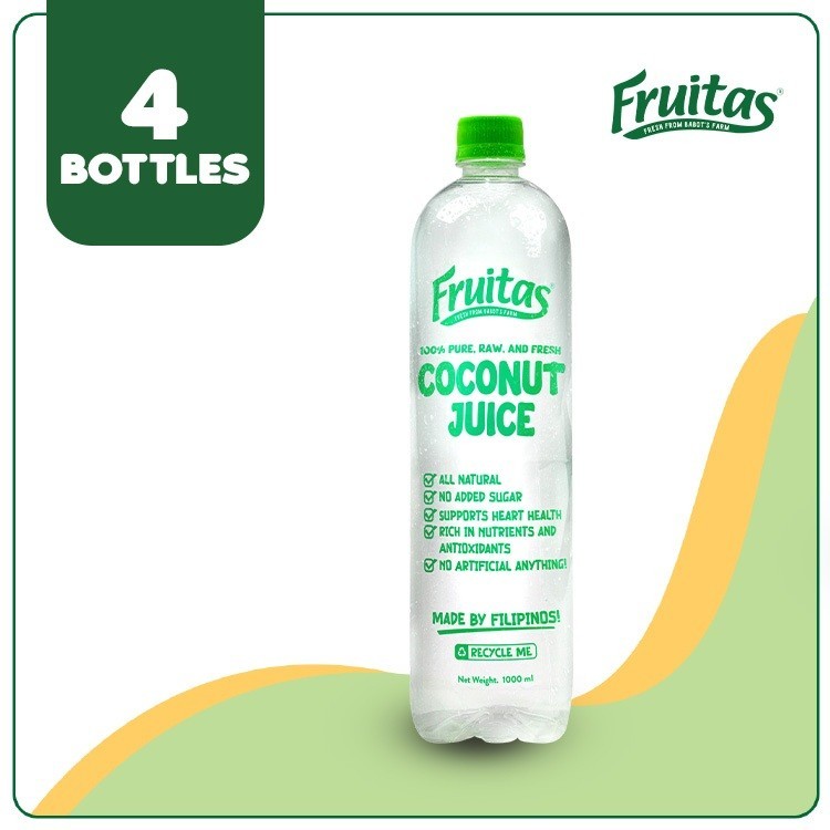 Fruitas Coconut Juice 1L (4 Bottles) [Bundle, Fresh Coconut Juice Drink ...