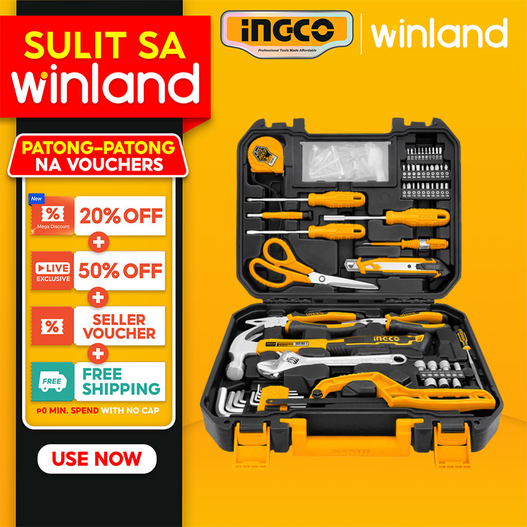 Ingco by Winland 120pcs Household Tools Set Pliers Wrench Tape Measure ...