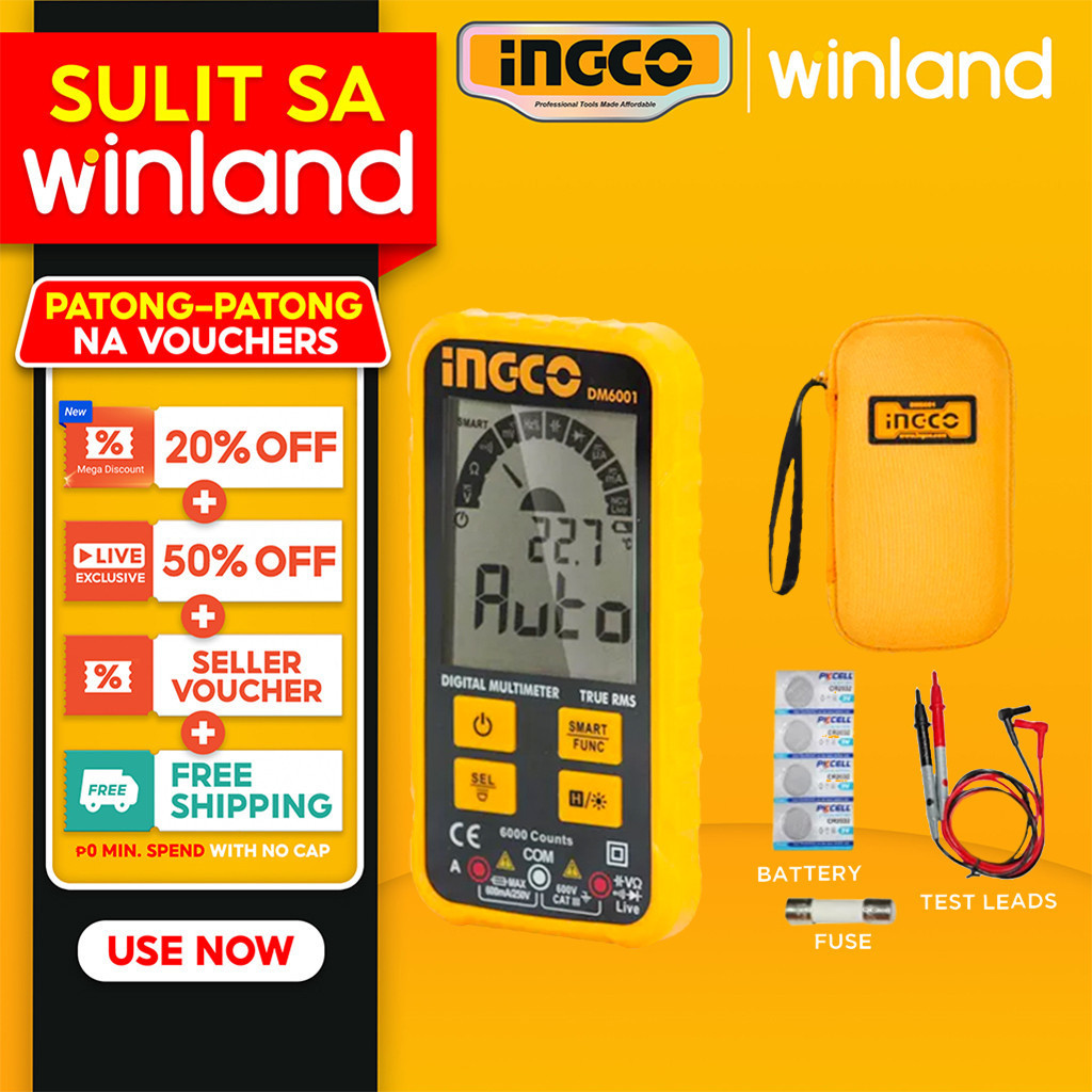 Ingco by Winland LCD Digital Multimeter True RMS 6000 Counts with Auto ...