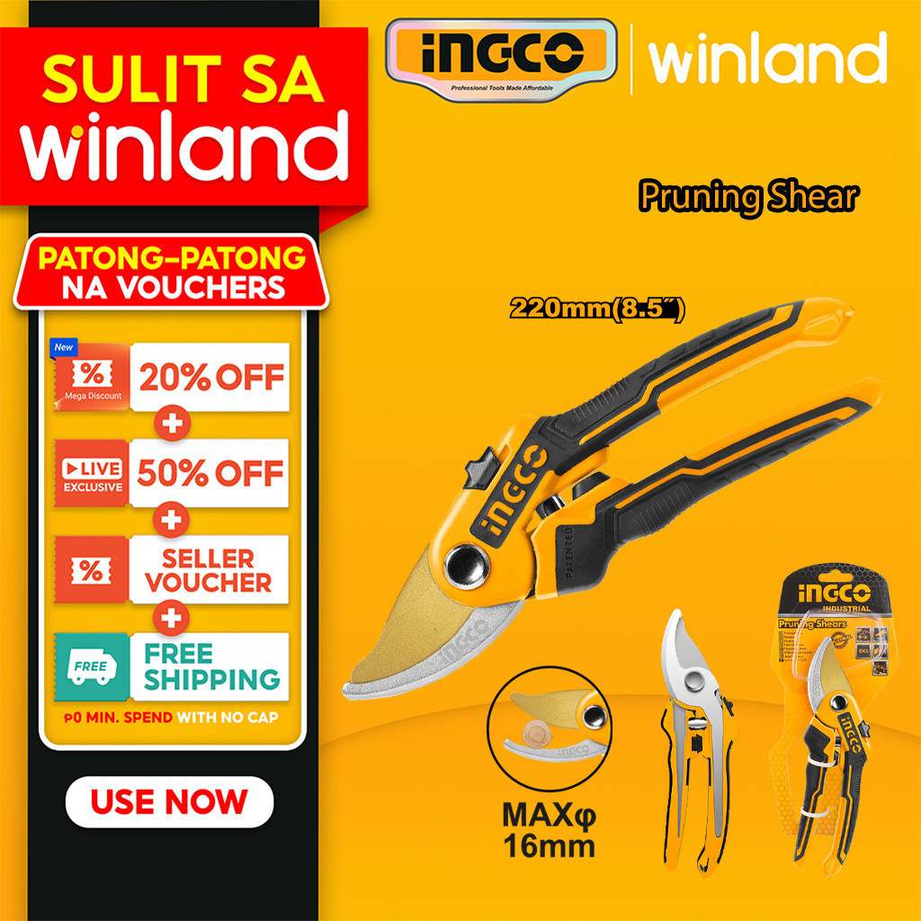Ingco by Winland Pruning Shear 8.5" 220mm for Garden Branch Scissors ...