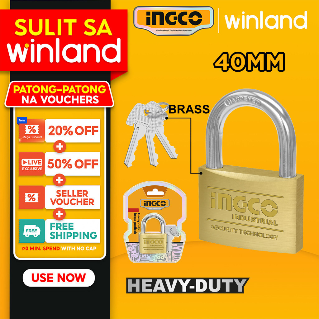 Ingco by Winland Heavy Duty Brass Padlock Pad lock DBPL0402 ING-HT | Shopee Philippines