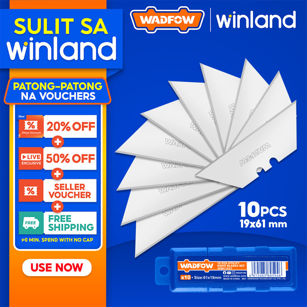 Wadfow by Winland 10Pcs Utility Knife Blades Set 61mm X 19mm WMK1K61 ...