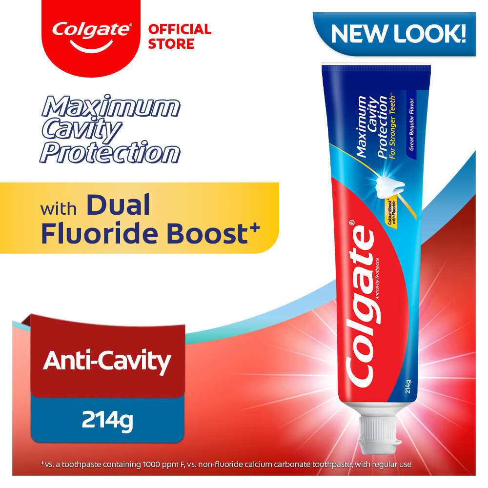 Colgate Maximum Cavity Protection Anti-Cavity Family Toothpaste Great Regular Flavor 214g ...
