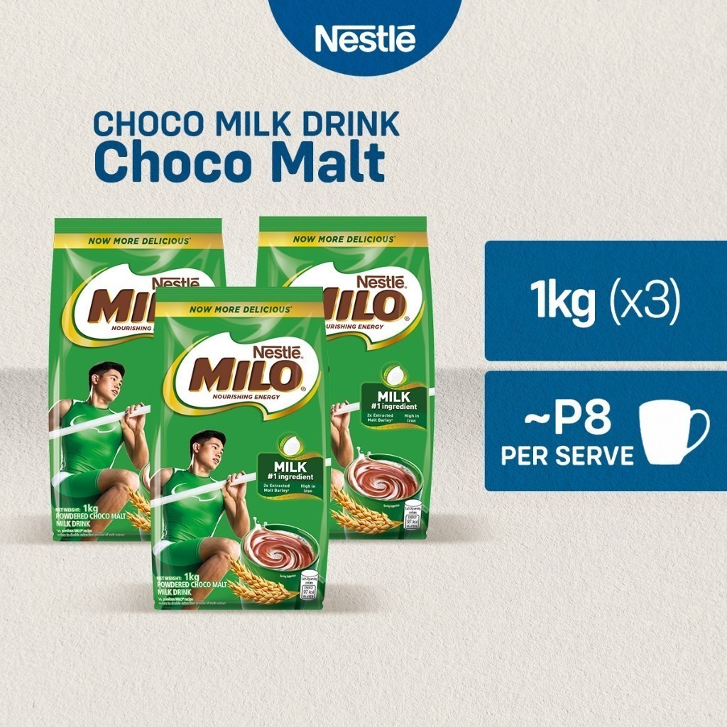 Milo Powdered Choco Malt Milk Drink 1kg - Pack of 3 | Shopee Philippines