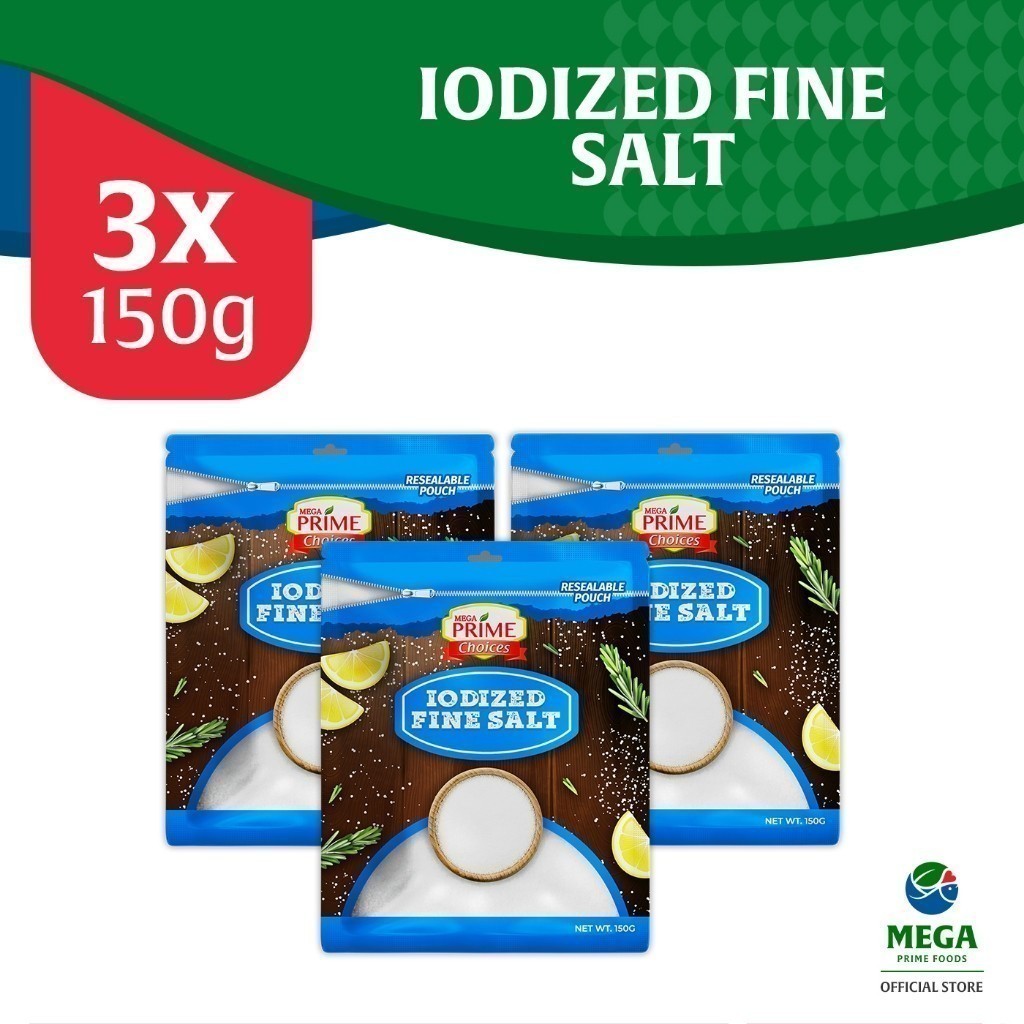 Mega Prime Choices Iodized Fine Salt 150G By 3'S | Shopee Philippines