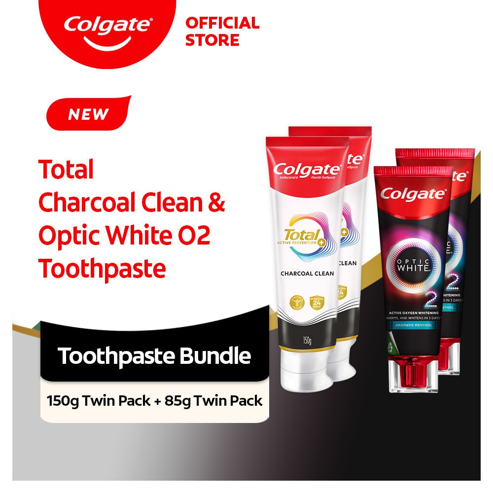 Colgate Optic White O2 Toothpaste 85g Twin Pack + Colgate Total ...