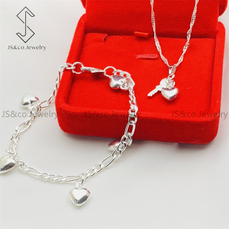 JS&CO jewelry 925 silver 2in1 Pendant Necklace Bracelet set for women ...