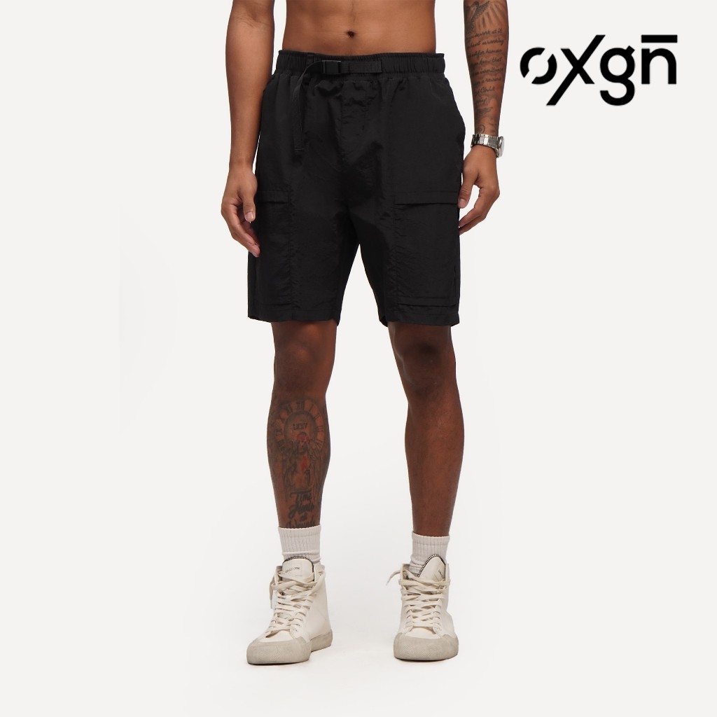 OXGN Nylon Shorts With Belt For Men (Black) | Shopee Philippines