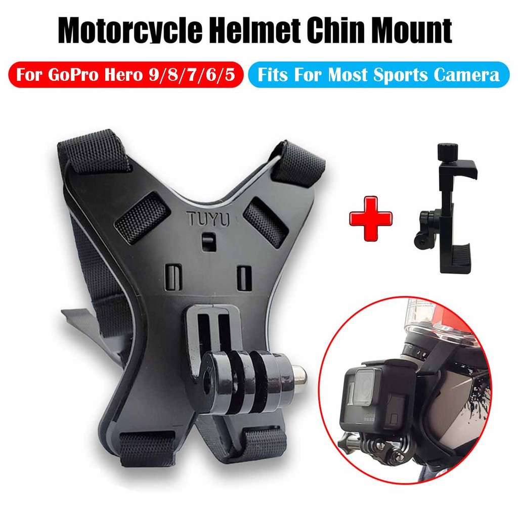 TUYU Full Face Helmet Chin Mount Holder for GoPro Hero 9/8/7/6/5 SJCAM ...