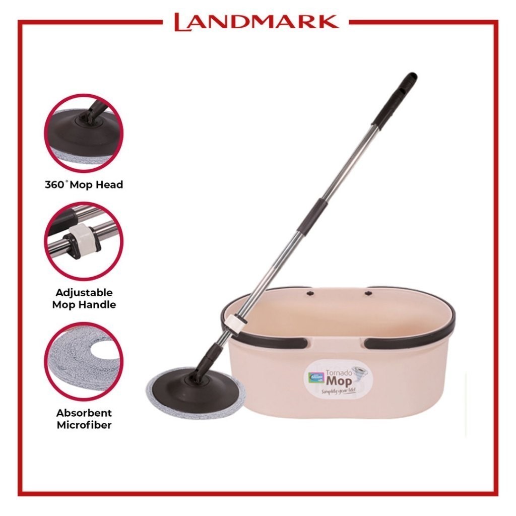 Home Gallery Tornado Mop With Microfiber Flat Mop Head - Beige With ...