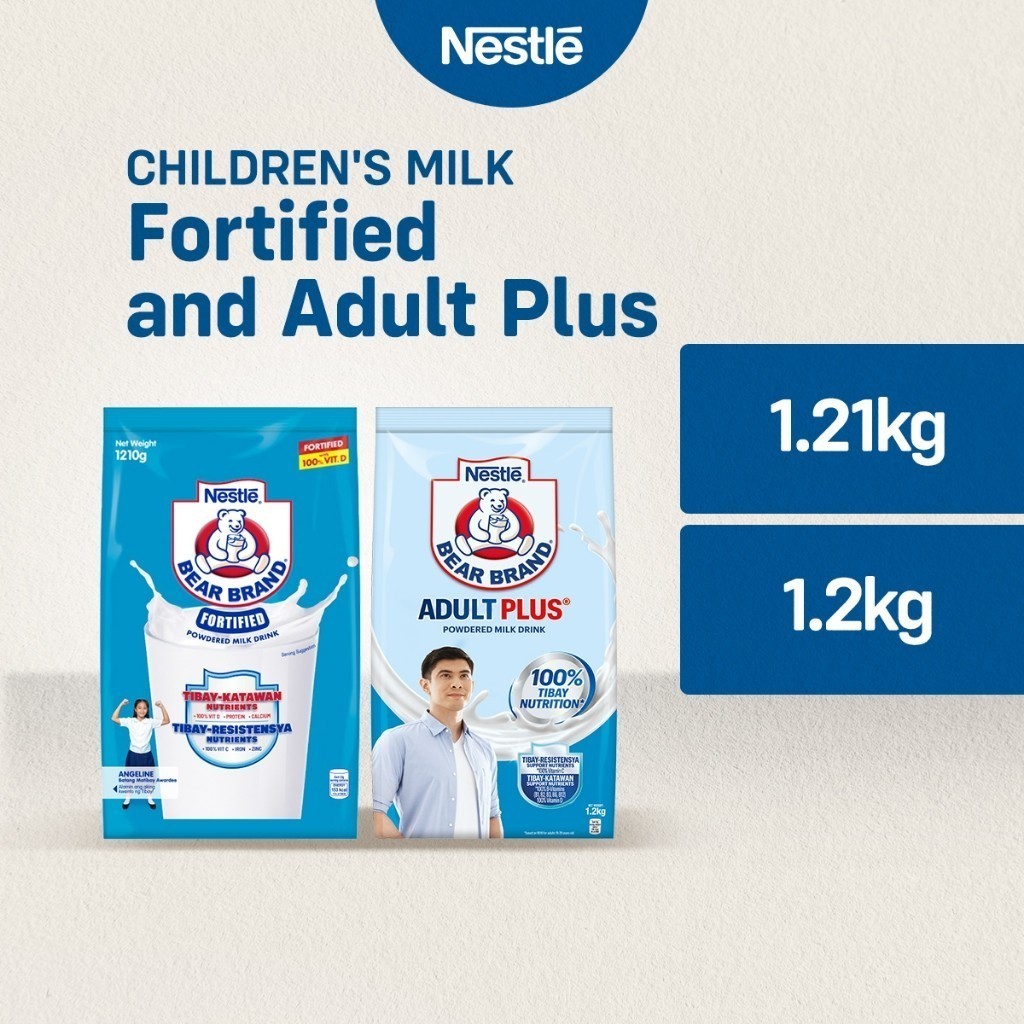 Bear Brand Fortified Powdered Milk Drink 1.21kg + Bear Brand Adult Plus ...