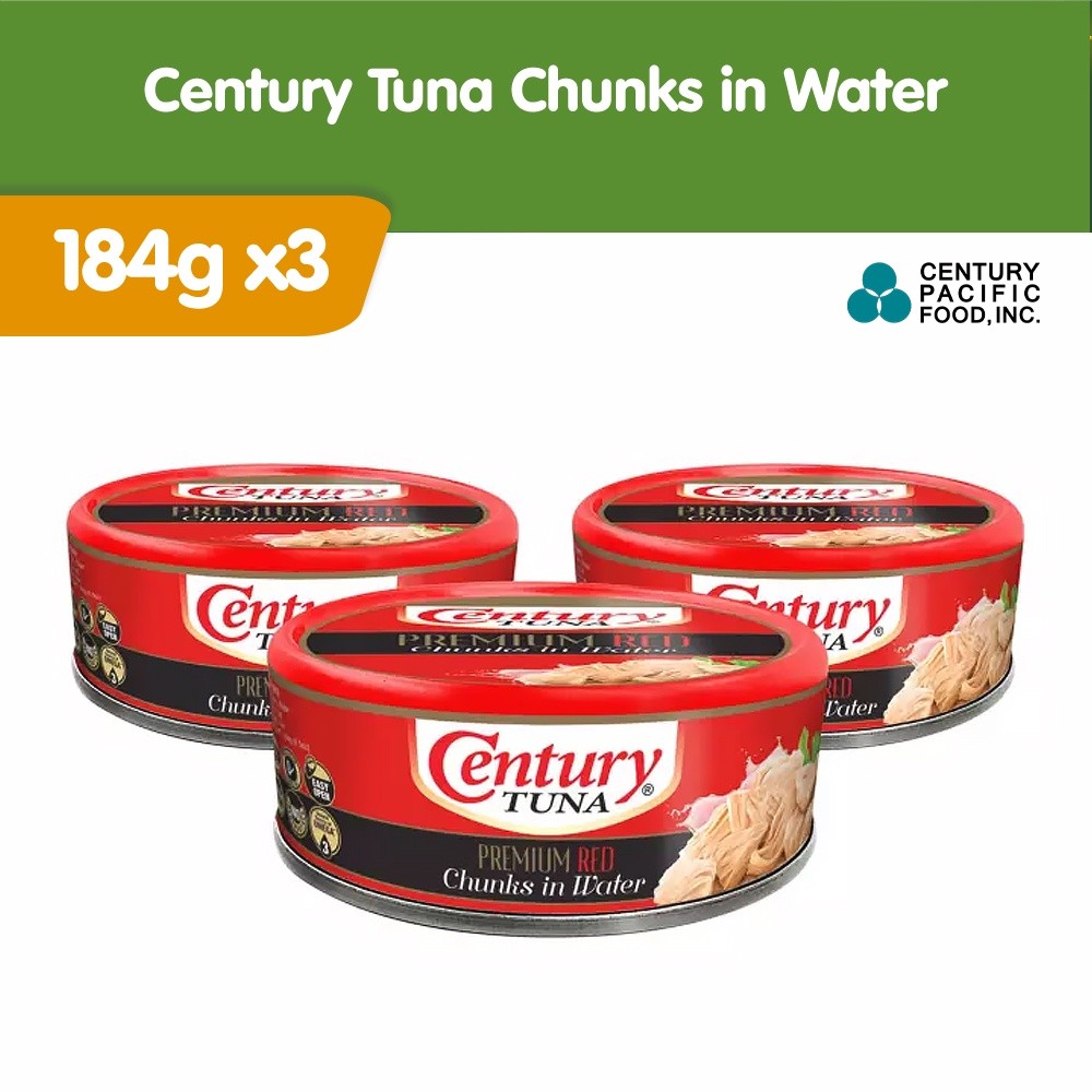 Century Tuna Premium Red Chunks in Water 184g (Pack of 3) - Protein ...