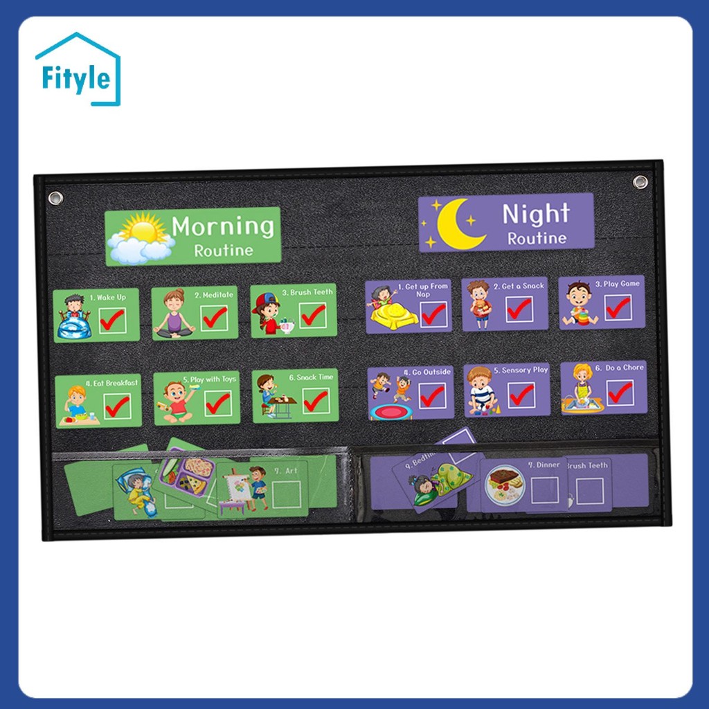 Fityle Kids Visual Schedule Calendar Chart Daily Routine Card for Girls ...