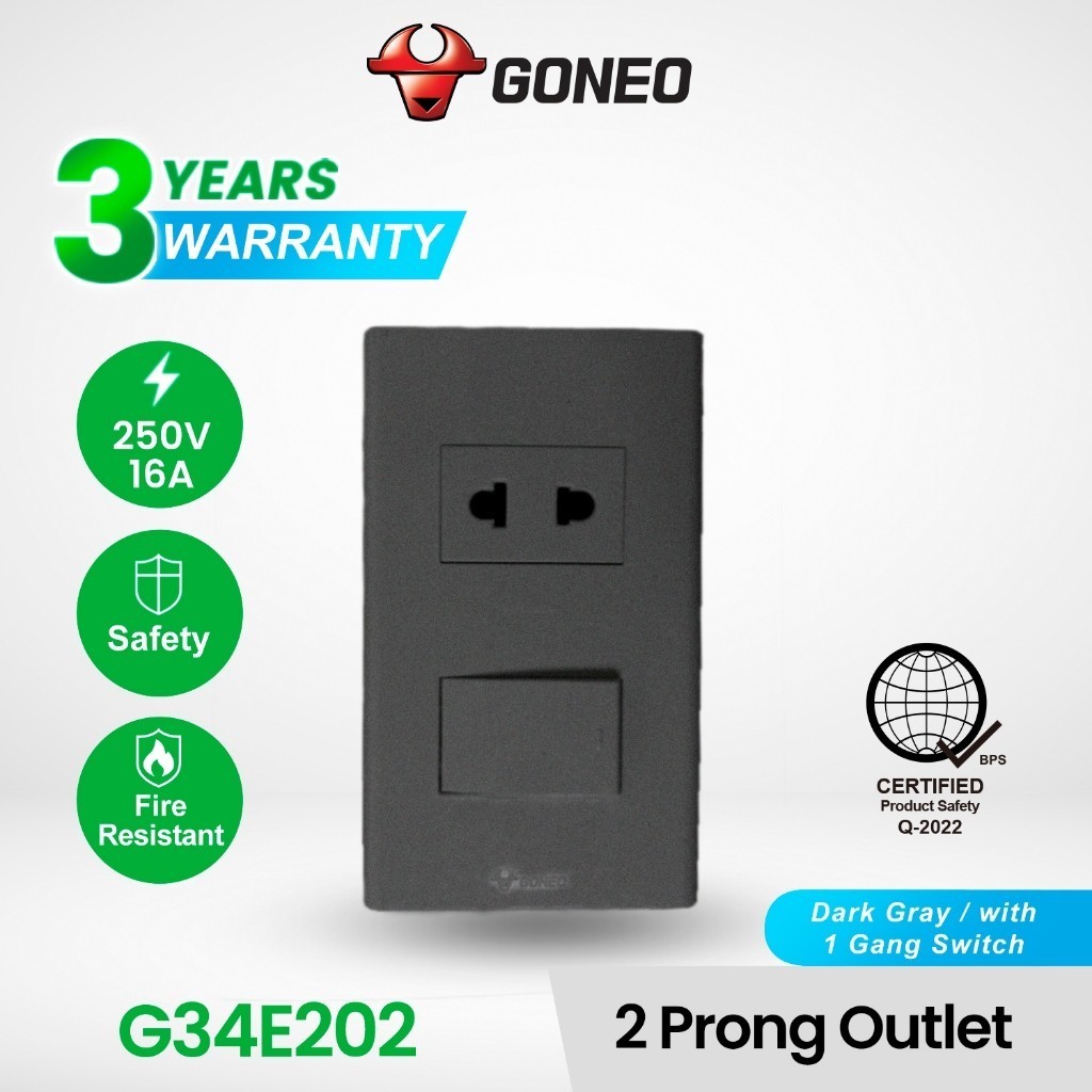 GONEO Wall Socket 1,2 and 3 Gang Outlet with Childproof Safety Shutter ...