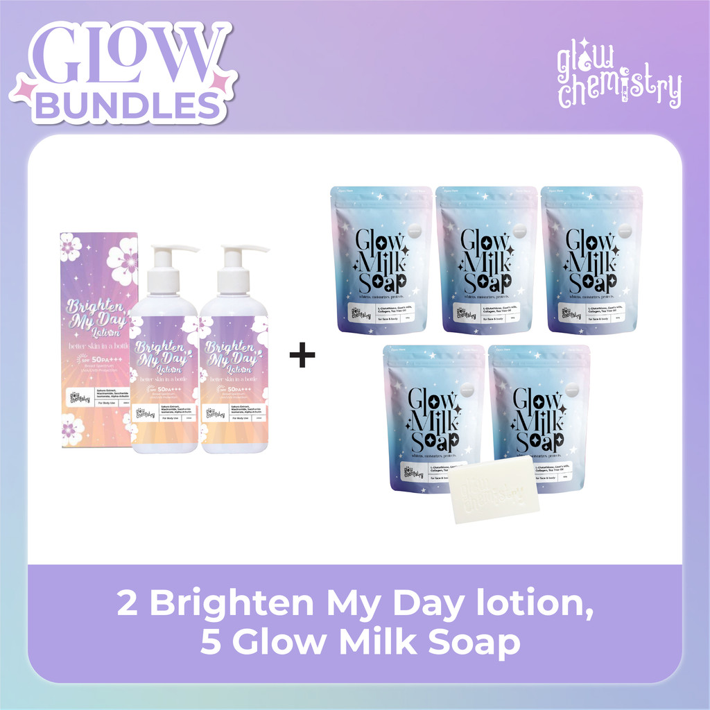 Glow Chemistry GLOW BUNDLE 2 Brighten My Day Lotion, 5 Glow Milk Soap ...