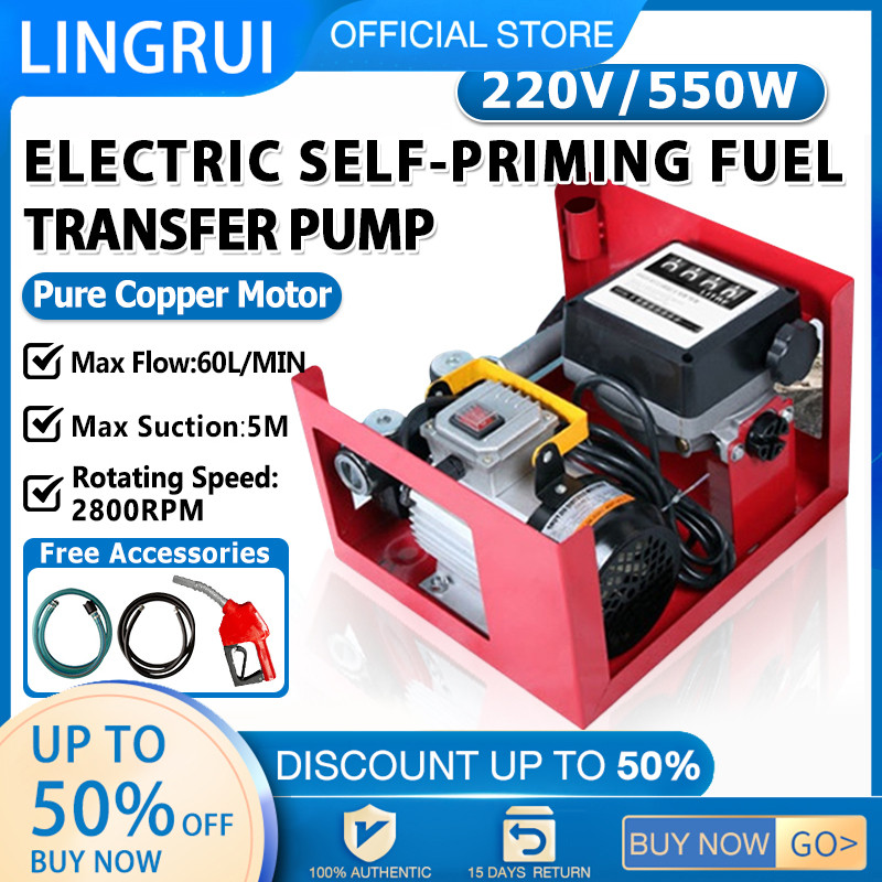 220V Self Priming Electric Oil Pump 550W Electric Fuel Self-Priming ...