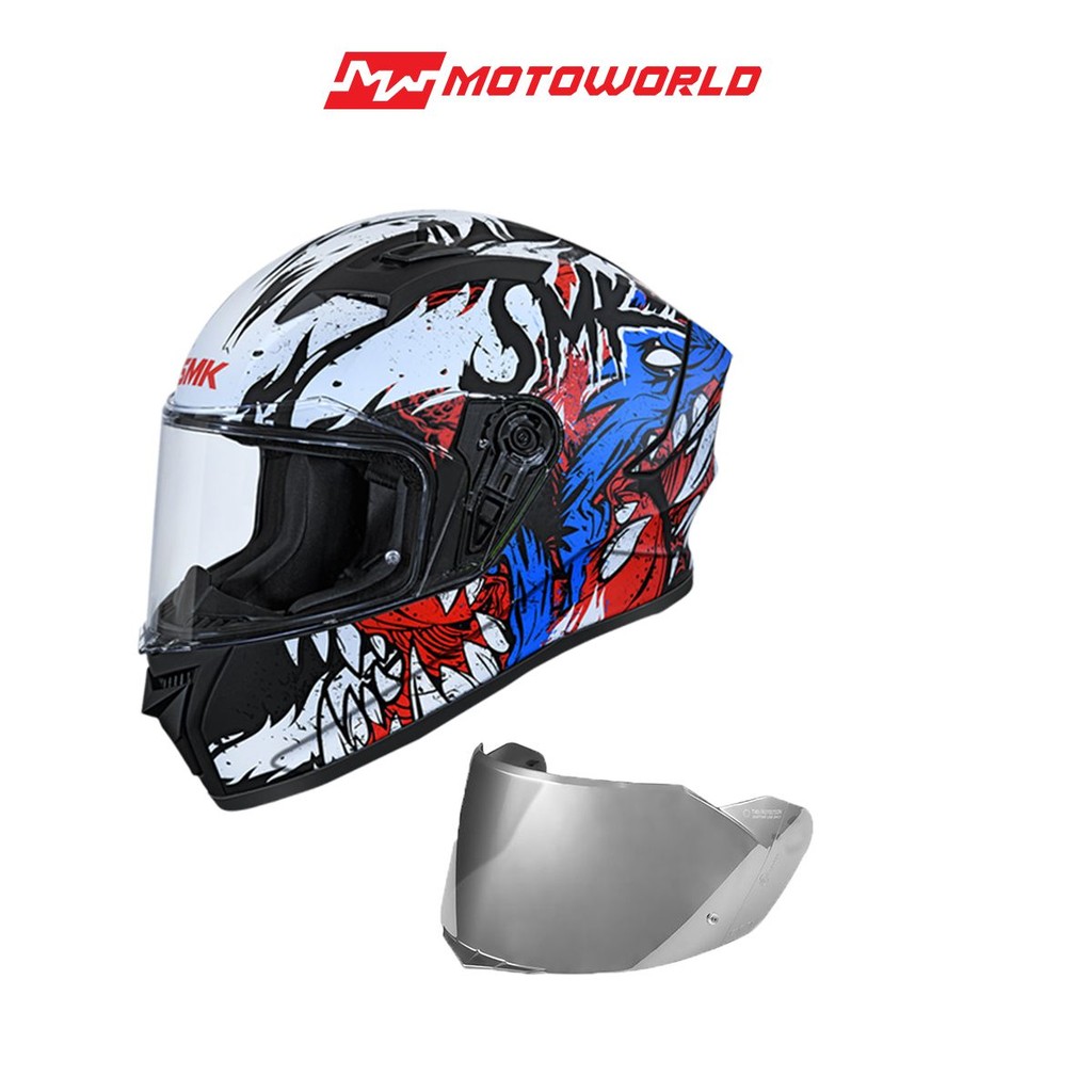 SMK Motorcycle Full Face Helmet Stellar Sport Werewolf w/ Free Spoiler ...