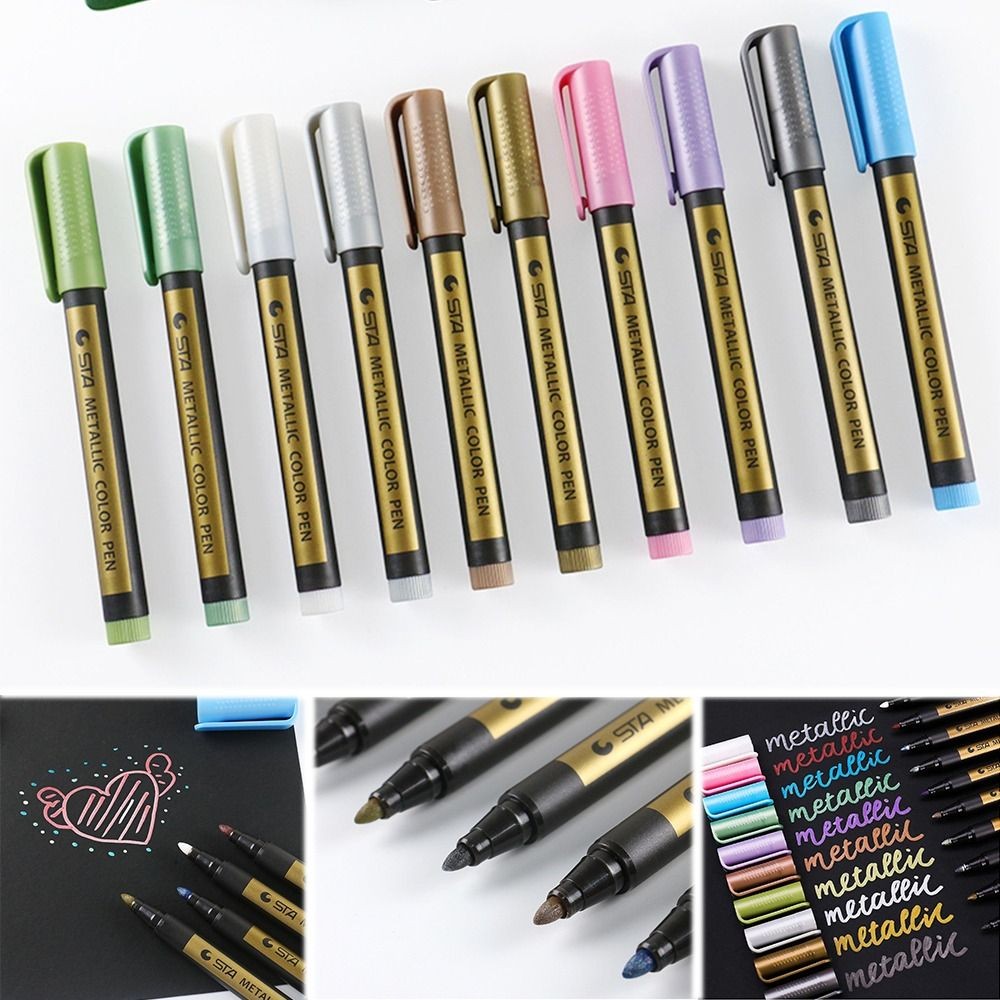 10 Colors Metallic Marker Waterproof Permanent Paint Pen DIY Manga ...