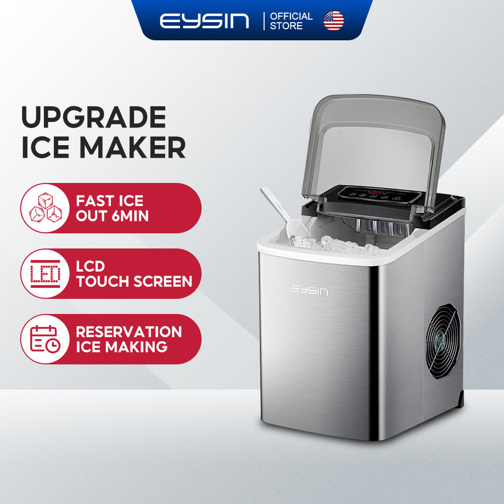 EYSIN IC30 Stainless Steel Automatic Ice Maker Machine Portable Fast Ice Machine 2.2L Water Tank ...