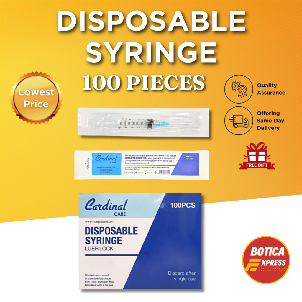 Cardinal Care Disposable Syringe Luer Lock 1CC , 3CC, 5CC 10CC Indoplas ...