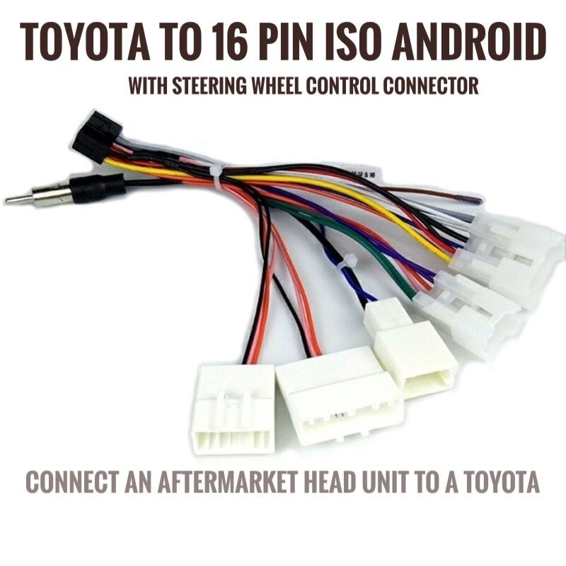 Toyota Car Stereo Harness 16 Pin Android Head Unit Connector Steering ...