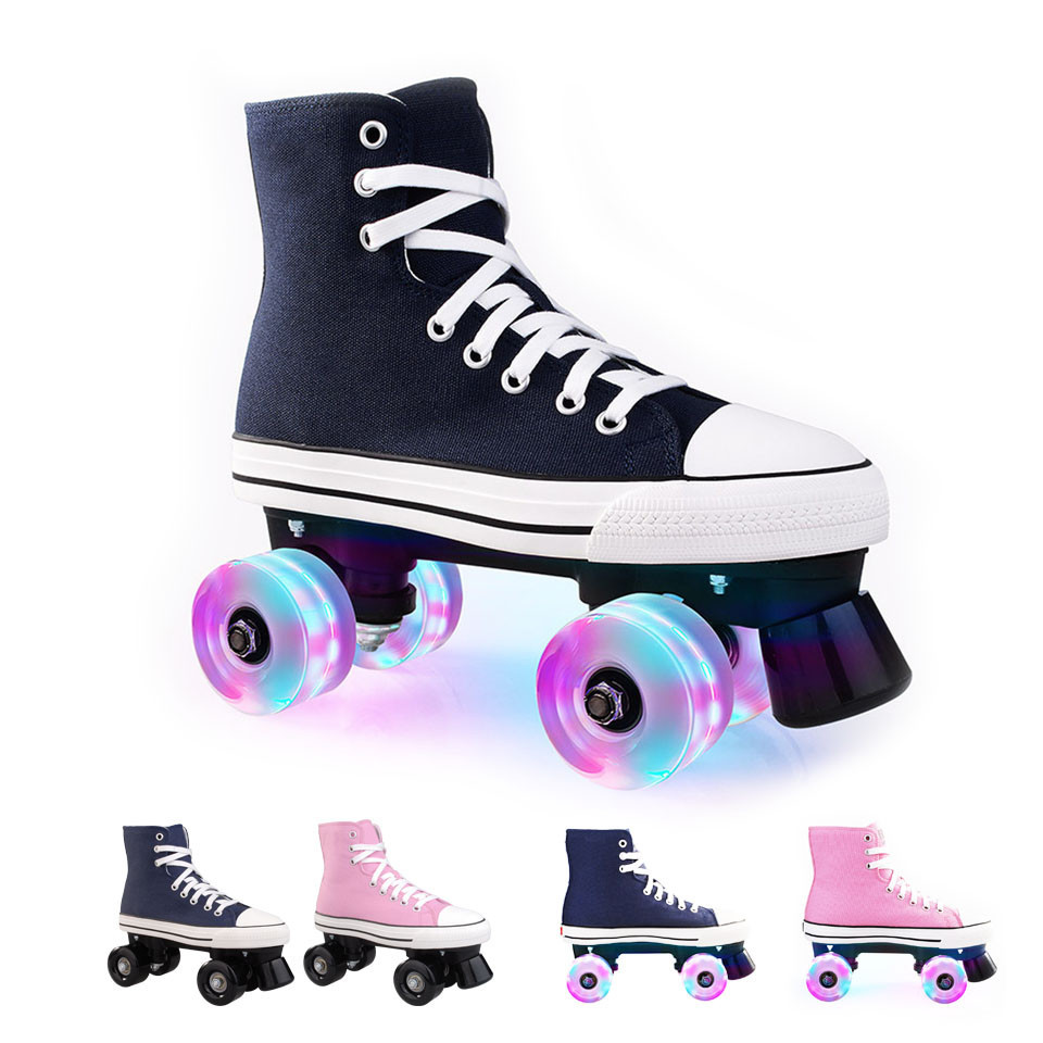 Professional Quad Roller Skates Flashing or not Flashing Wheel Canvas ...