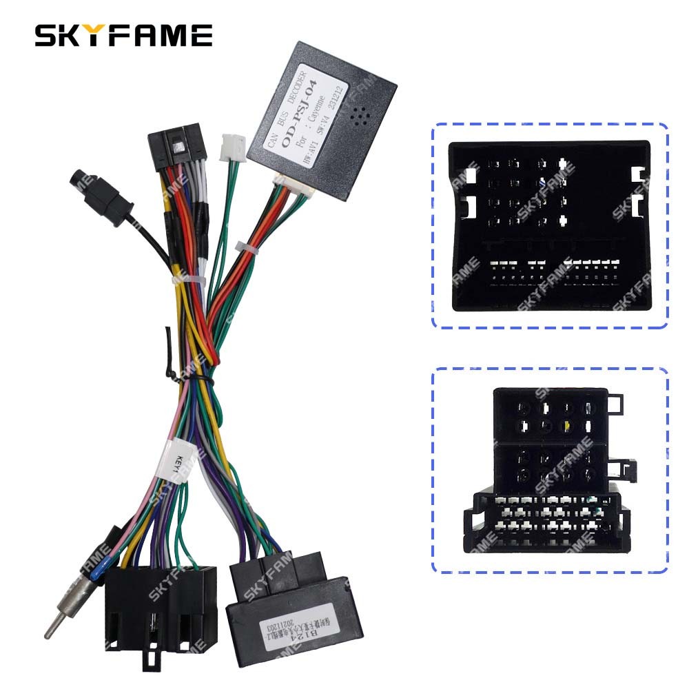 SKYFAME Car 16pin Wiring Harness Adapter Canbus Box Decoder Android Radio Power Cable For ...