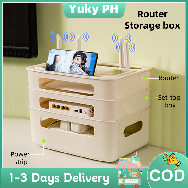 Router storage box Wifi Router Storage box Make Up Organizer No Punch ...