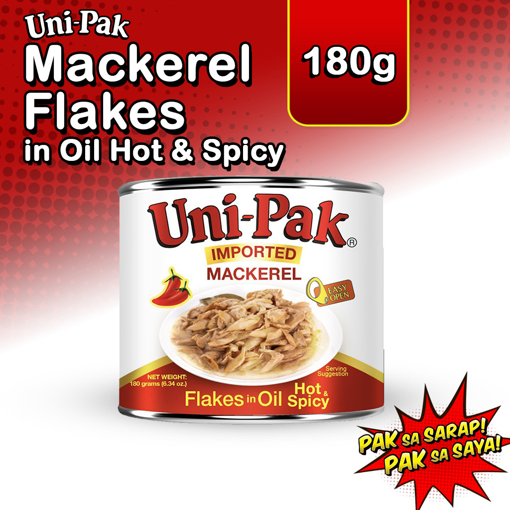 Uni-Pak Mackerel Flakes in Oil Hot & Spicy 180g | Shopee Philippines