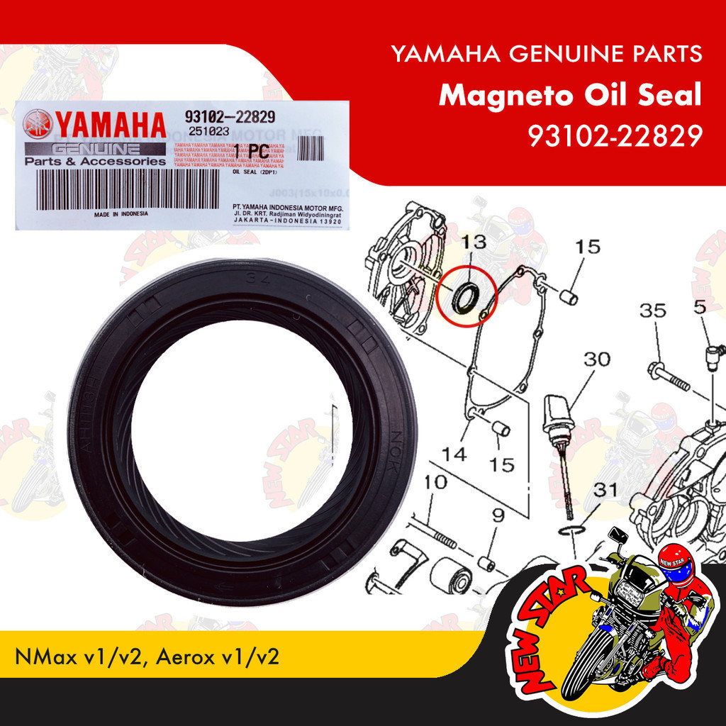 93102-22829 | Magneto Oil Seal | Genuine Yamaha parts | NMax v1/v2 ...