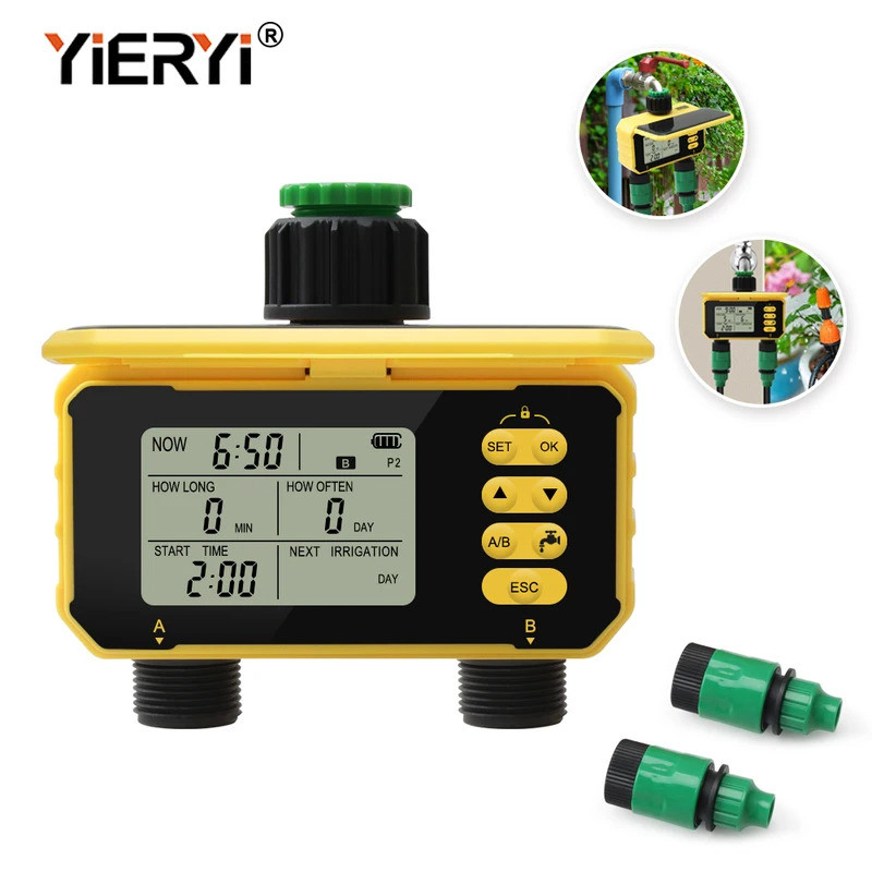 Yieryi Smart Dual Water Timer Automatic Garden Sprinkler Timing Outdoor Digital Farm Drip