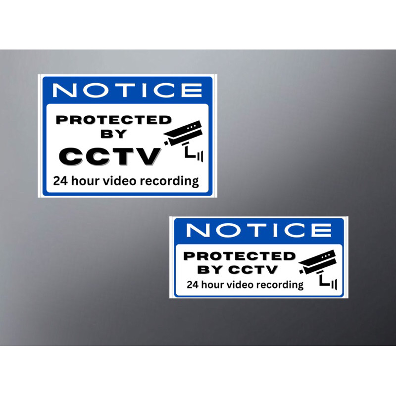 Protected by CCTV Notice - 24 hour video recording vinyl sticker sign ...