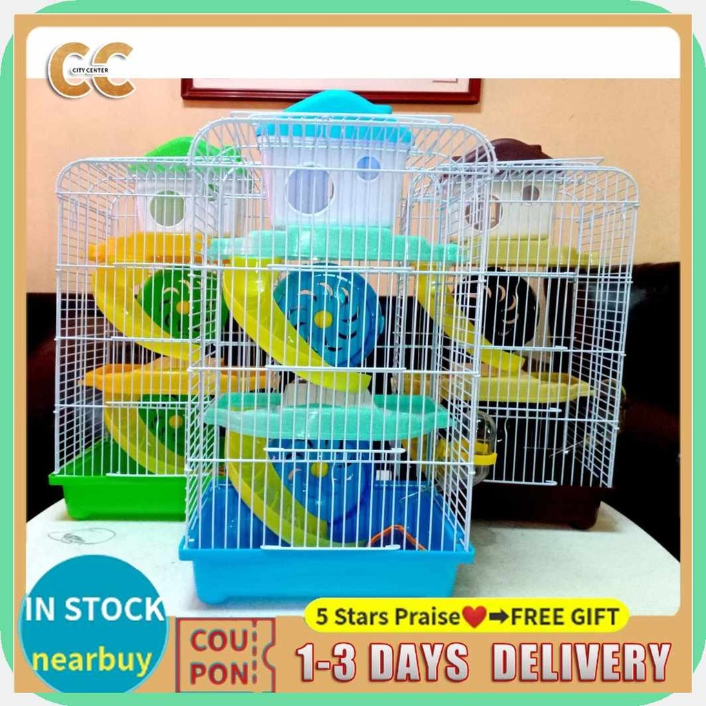 Hamster#MS)Cage}v)3}T)layer}r)complete}nT)set}Sb)up}eK)with}Vb)2 wheels ...