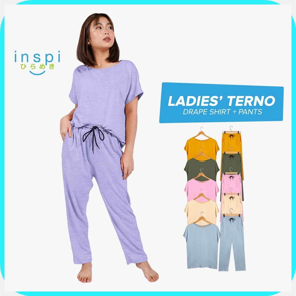 INSPI/GS|Drape@hU+Terno+DA@for+v@Woman+v@Tops+b@Pants+t@Korean+T@Top Trendy Jogger Pambahay ...