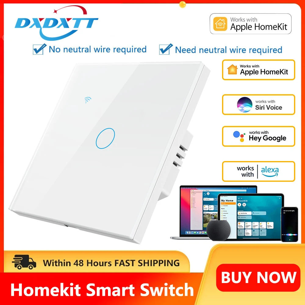 Apple Homekit Switch WIFI No Neutral EU Standard Smart Home Light Touch ...