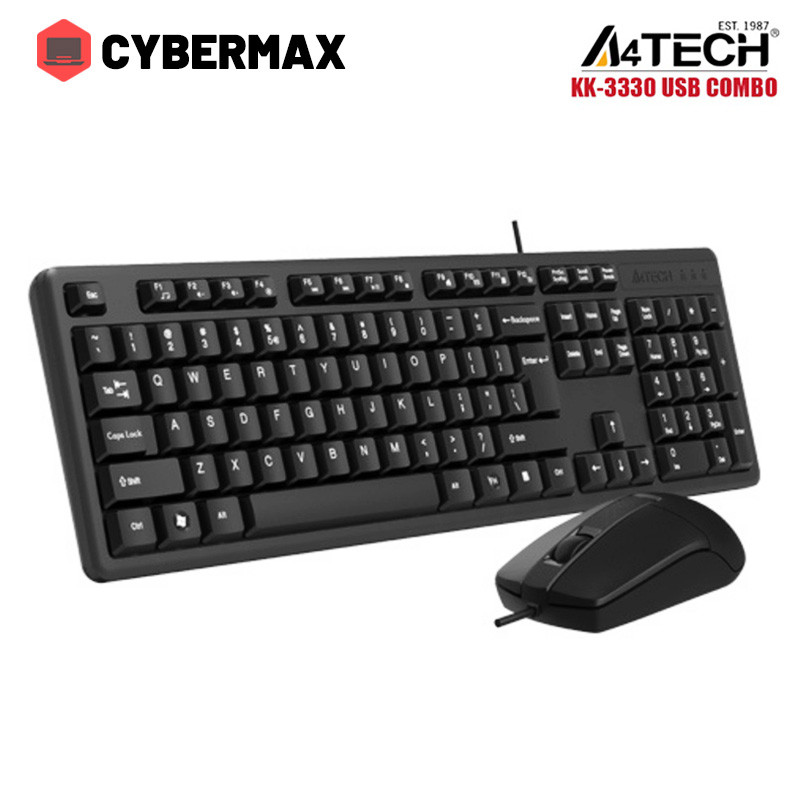 A4TECH KK-3330 Keyboard and Mouse Combo Bundle Set Office USB Wired Keyboard Mouse Combo PC ...