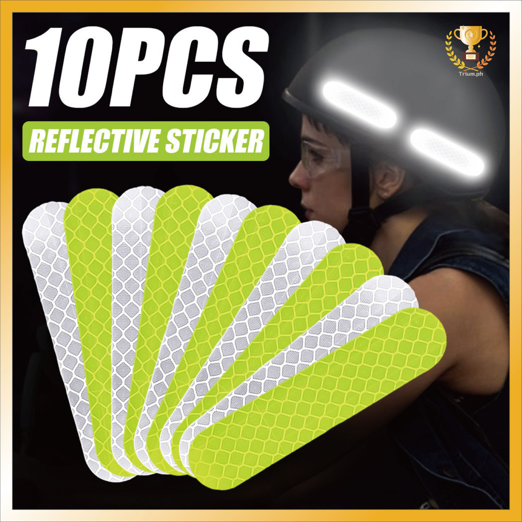10PCS Helmet Warning Safety Mark Colorful Reflective Stickers Strip ...